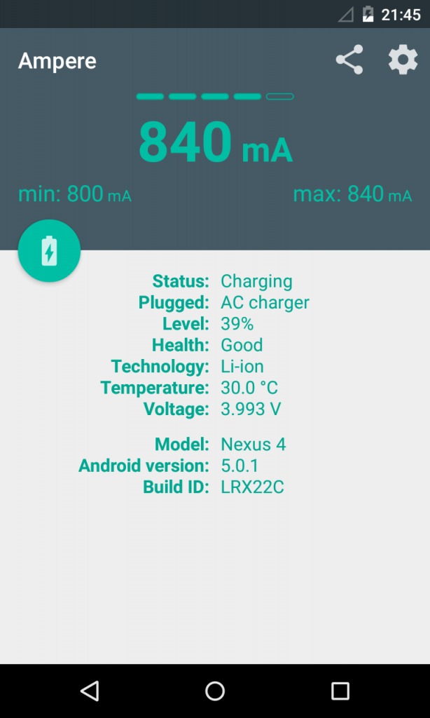 Ampere is a charge measuring app, also monitors battery discharge ...