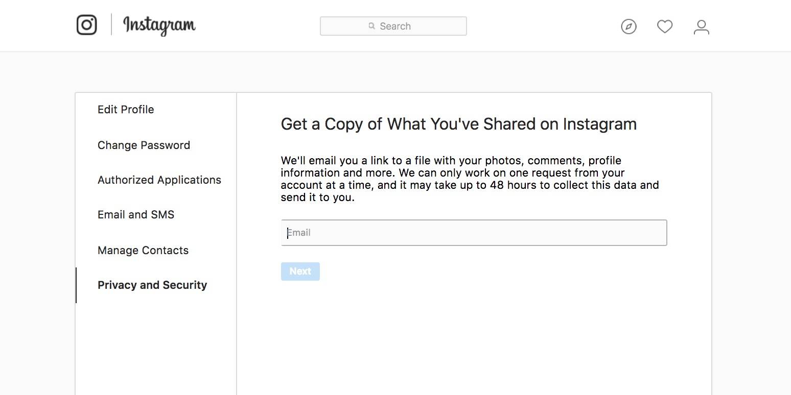 Instagram now lets you download your data (web only for now) | Android ...