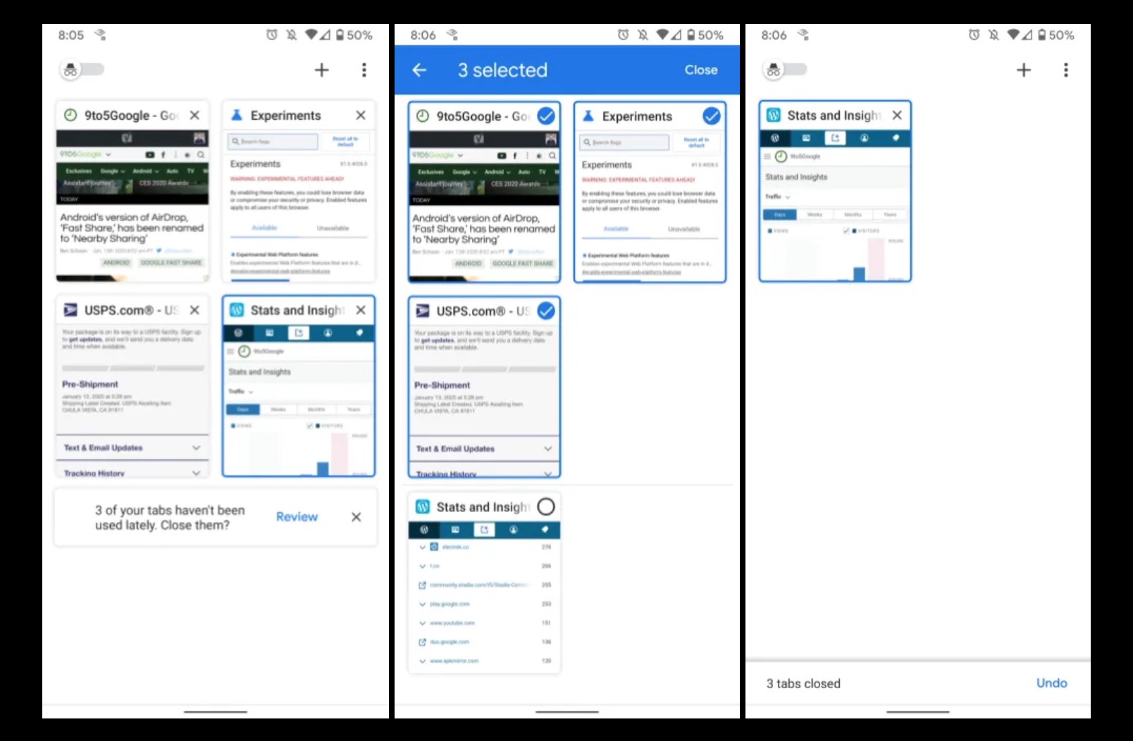Chrome for Android testing out a suggestion to close tabs | Android ...