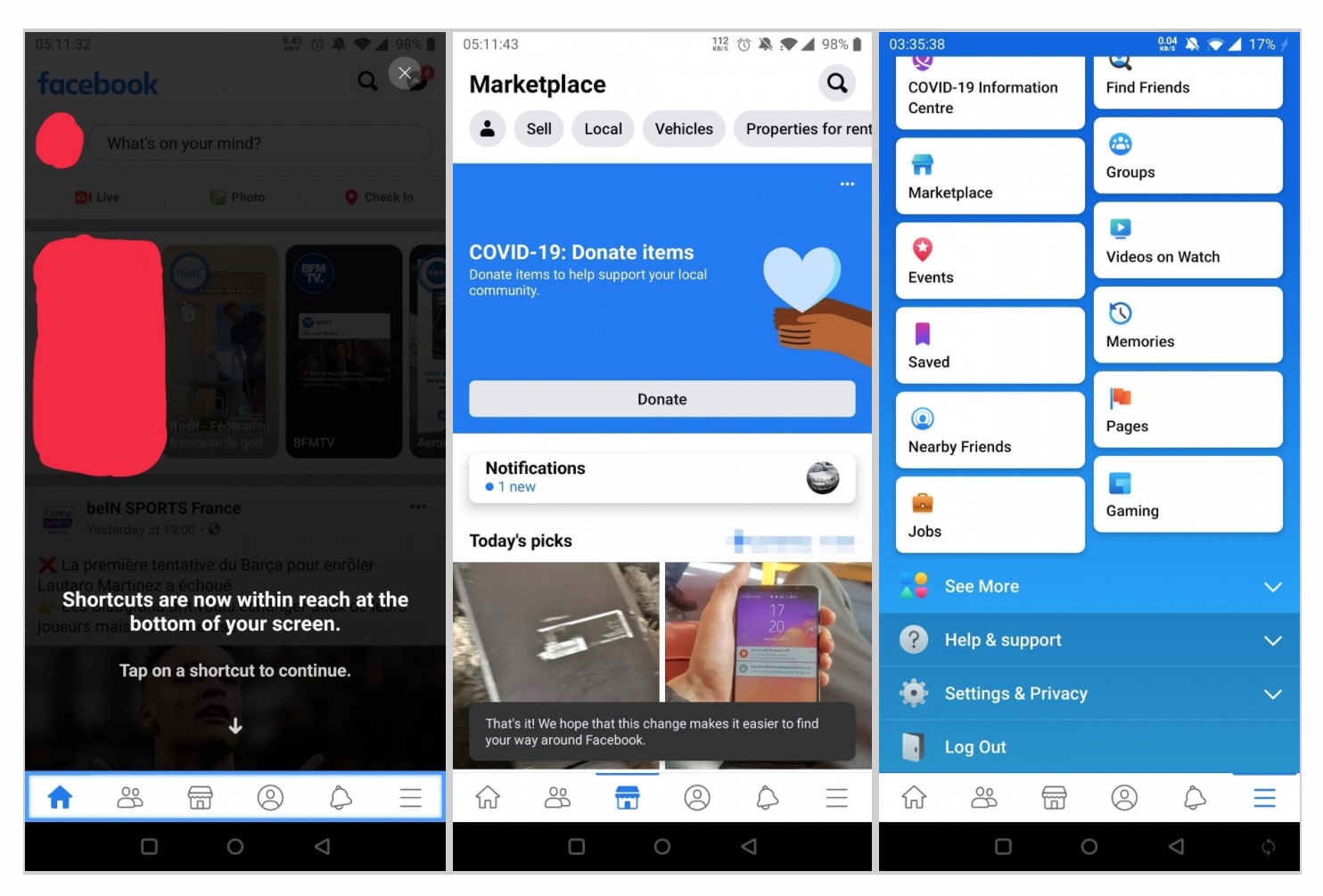 Facebook rolling out bottom tabs for Android app | Android Community