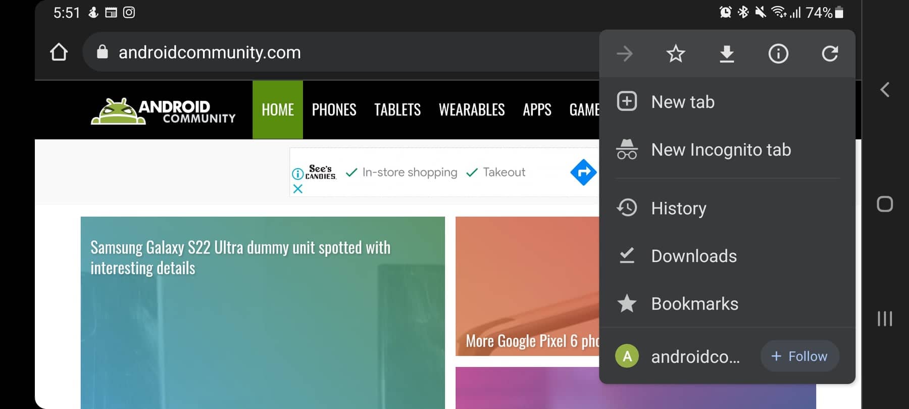 Chrome for Android brings Follow button for your favorite websites ...