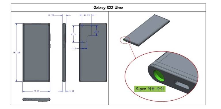 Samsung Galaxy S22 Rainbow Series dimensions, S-Pen slot shown off ...